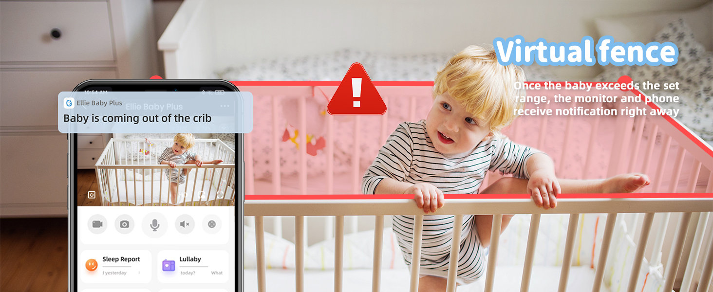 Ellie Baby Plus, Smart Baby Monitor Pro with Non-WiFi 5" LCD Screen